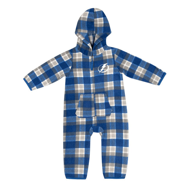 Baby Tampa Bay Lightning Long Sleeve Zip Up Plaid Romper ( 0/3M & 6/12